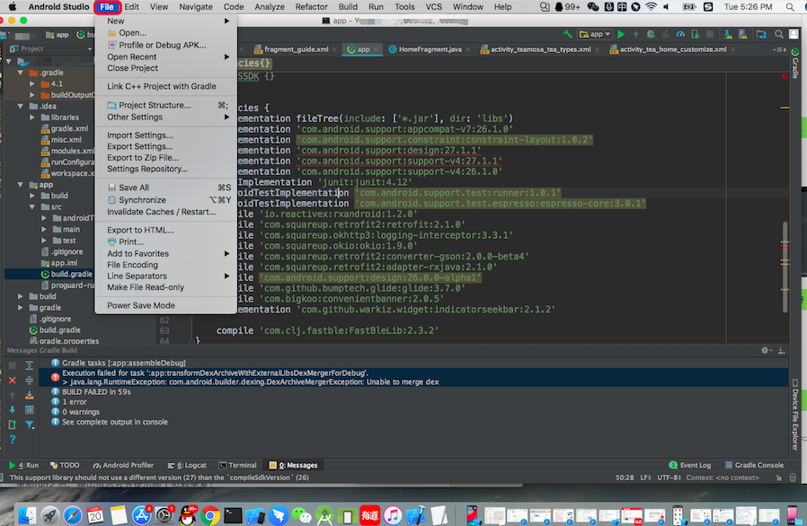 Android开发:引入重复包报错Error:Execution failed for task ':app:transformDexArchiveWithExternalLibsDe ...