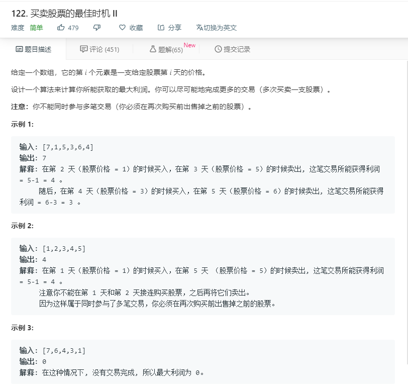 122 买卖股票的最佳时机 Ii——任意次买卖122 Ii 股票 不限次交易 Csdn博客 
