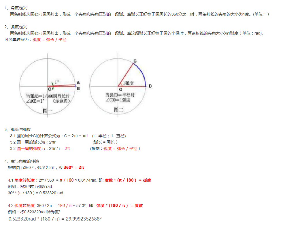 角度与弧度互转将45o由角度转换为弧度得 Csdn博客 