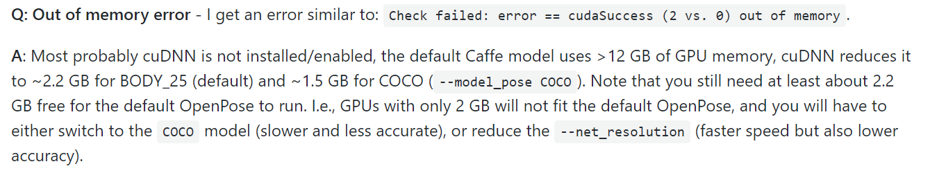 已经解决：OpenPose报错：error == cudaSuccess (2 vs. 0) out of memory_controlnet openpose报错-CSDN博客