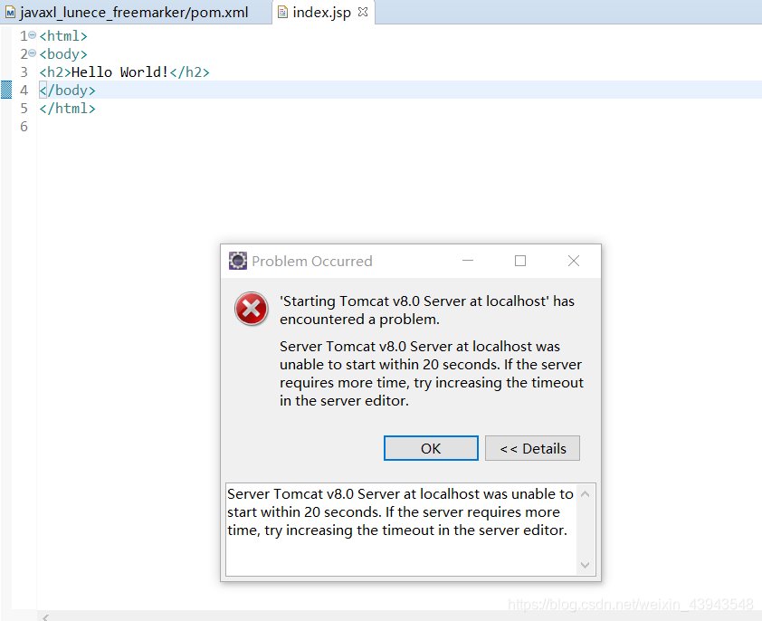 Server Tomcat V8 0 Server At Localhost Was Unable To Start Within 45 Seconds If The Server