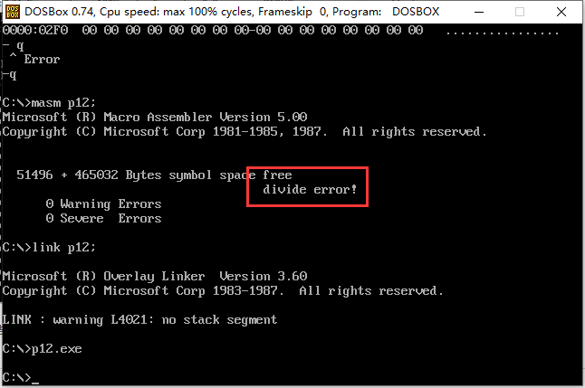 实验12 编写0号中断的处理程序_对中断处理子程序做修改,实现当出现除数为0时,显示错误提示,然后结束程序。这时,-CSDN博客