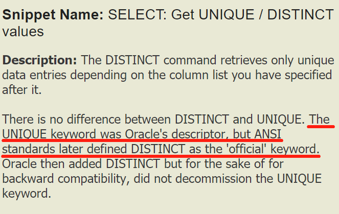 SELECT中的UNIQUE和DISTINCT有区别吗？_select unique-CSDN博客