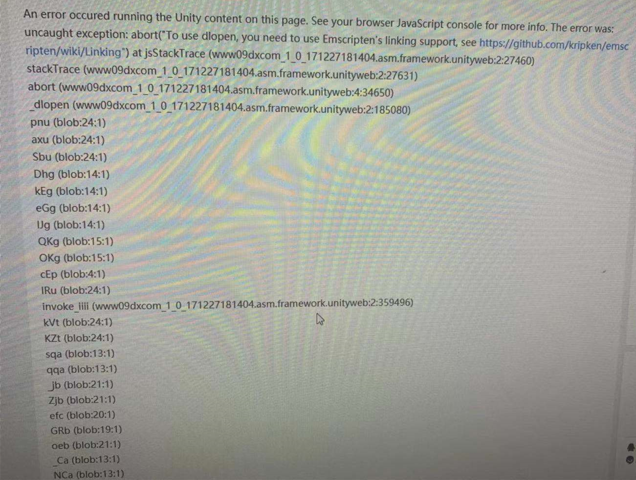 Unity打包WebGL在网页运行出现“To use diopen,you need yo use Emscript's linking support”问题解决方法。_to use ...