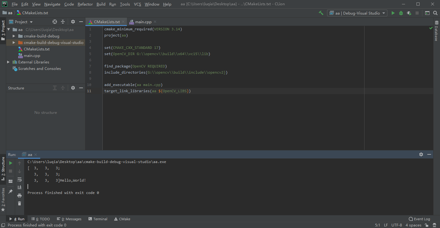 使用CLION 写opencv配置，使用vs2019MSVC编译器_clion opencv vs-CSDN博客