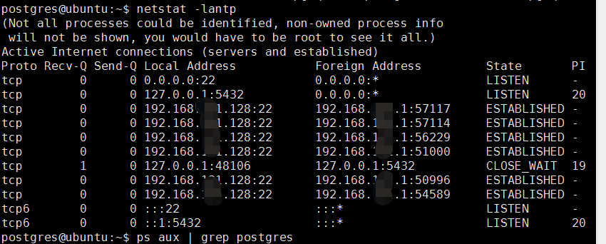 Is the server running on host "192.168.121.128" and accepting TCP/IP connections on port 5432 ...