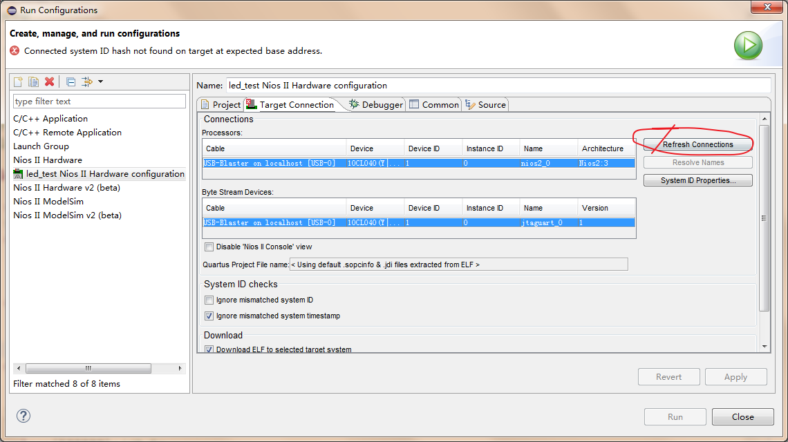 NIOS Ⅱ开发常见问题_system timestamp mismatch - connected: "1698492517-CSDN博客