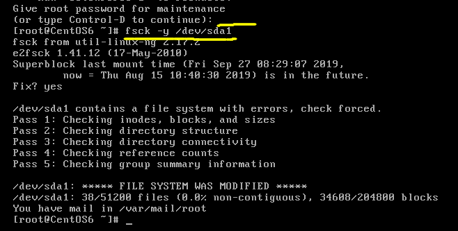 Linux中修改时间后报错：/dev/sda5:UNEXPECTED INCONSISTENCY;RUN fsck MANUALLY._inconsistency; run fsck ...