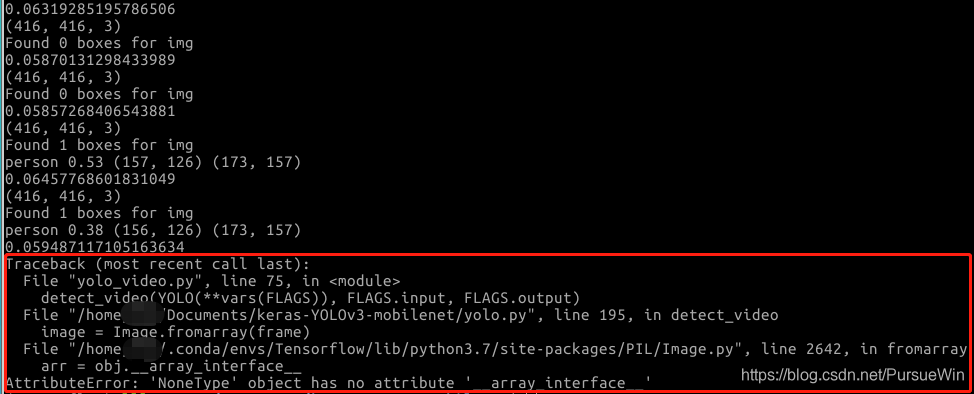 Keras Yolo视频测试问题:atributeerror Nonetype Object Has No Attribute
