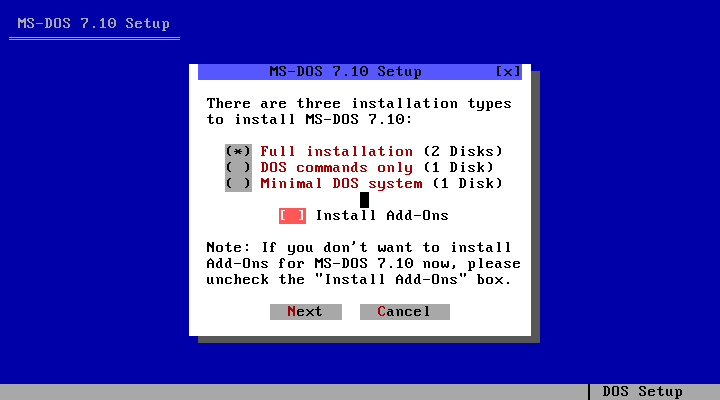 MS-DOS 7.10 的安装( VirtualBox 环境)_ms dos7.1安装教程-CSDN博客