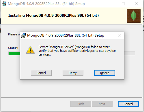 Error: 1307. Verify that you have sufficient privileges to modify the security permissions for ...