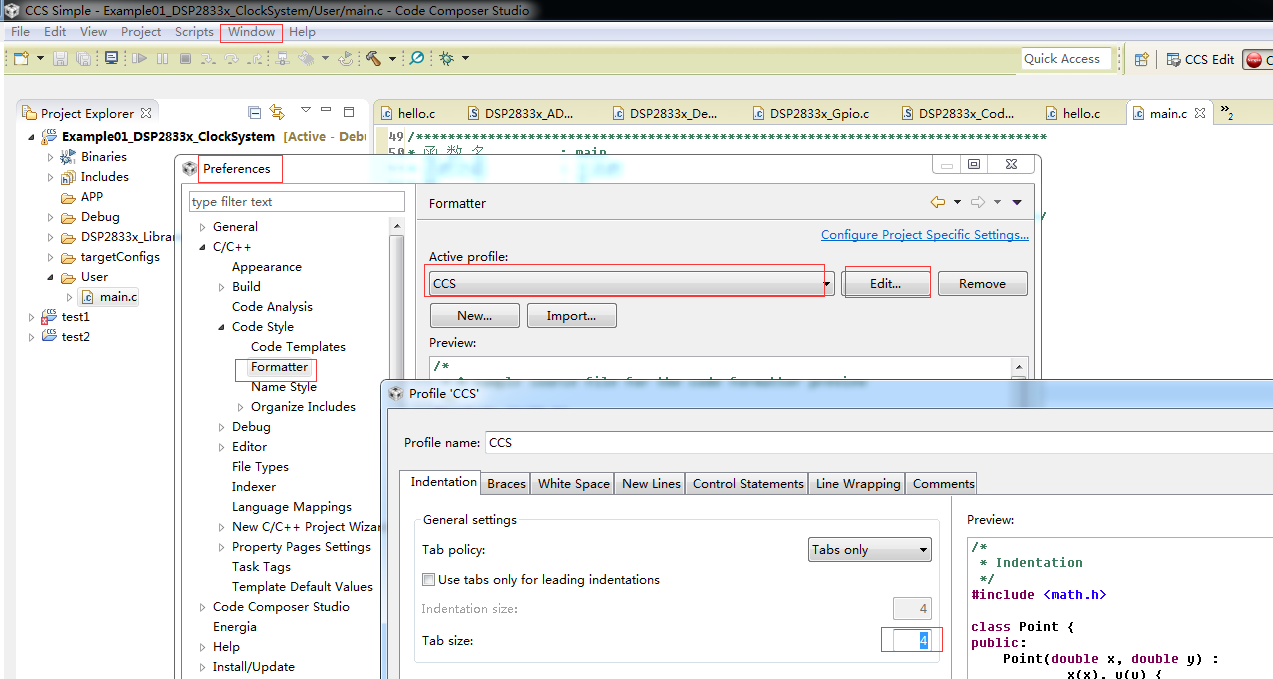 设置Code Composer Studio的tab宽度_code composer studio放大-CSDN博客