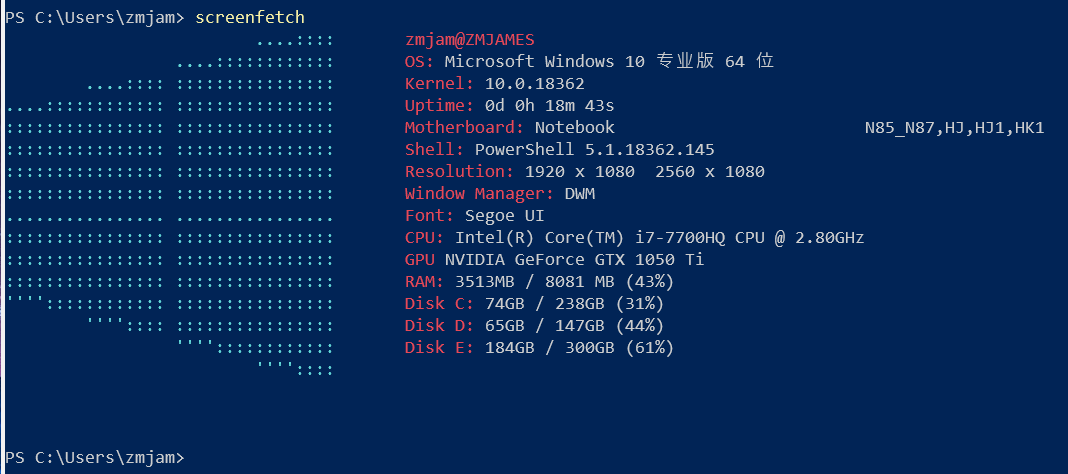 windows Powershell screenfetch - Programmer Sought