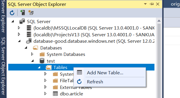 通过visual studio 向 sql server添加新的数据库表_在visualstudio中 怎么给sqlserver的固定名称的数据库中创建表格-CSDN博客