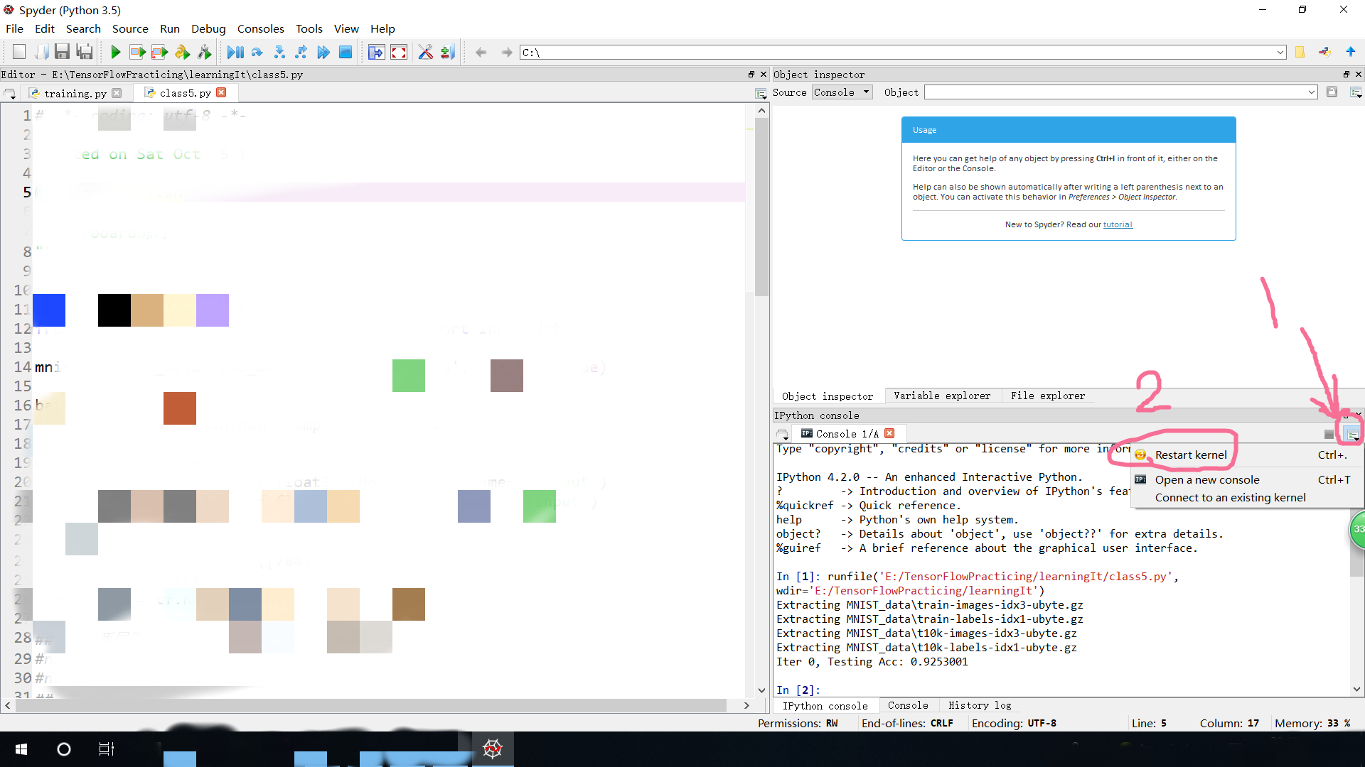 spyder 中 写TensorFlow程序，如何restart kernel_spyder restart kernel-CSDN博客