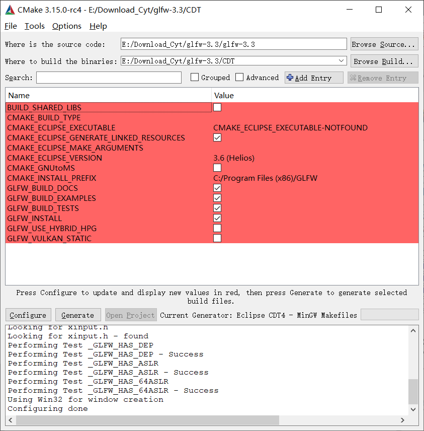 CMAKE（CDT编译）+GLFW3.3配置Eclipse_cmake glfw的编译-CSDN博客