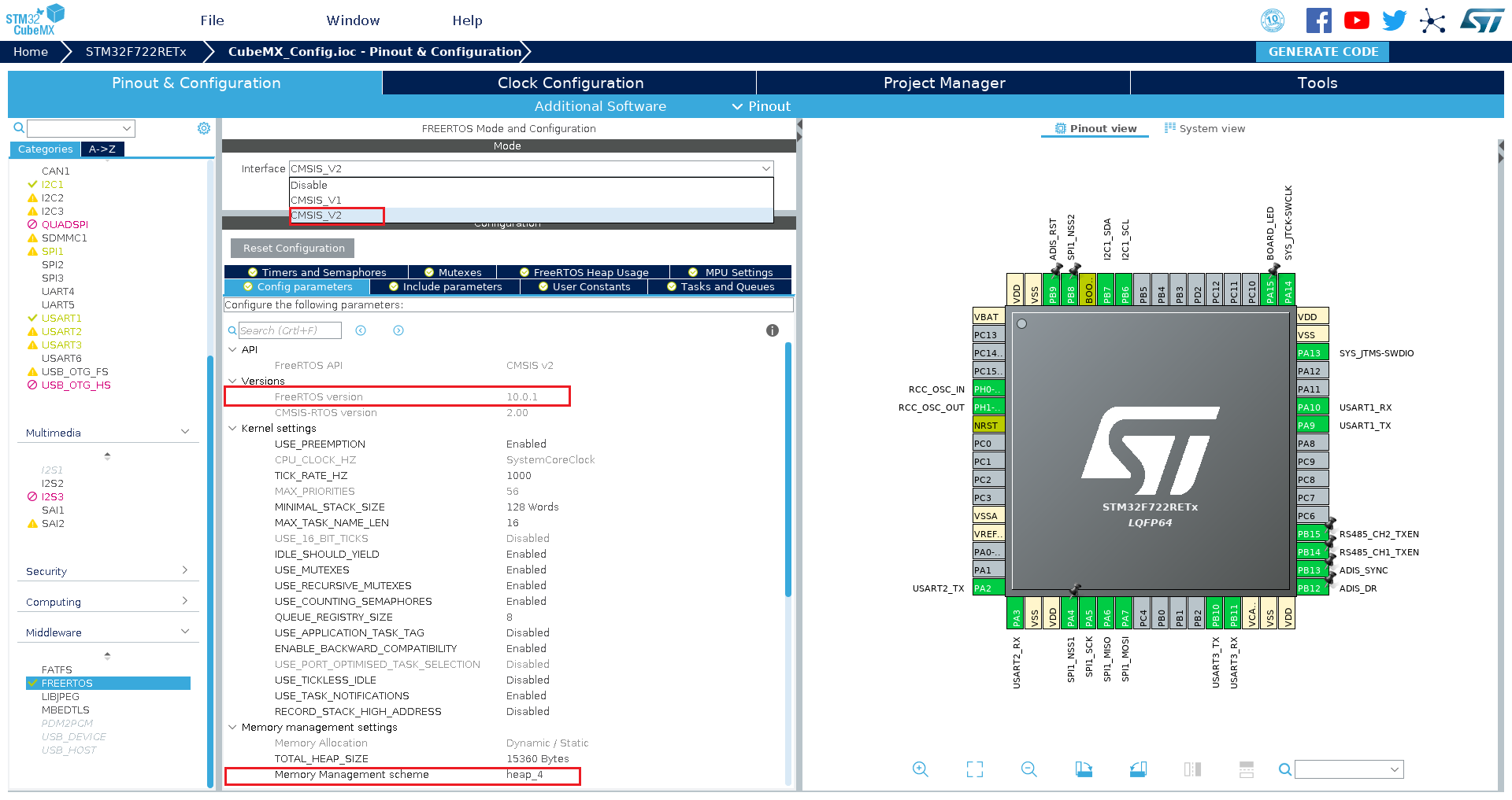 Stm32cubemx生成带freertos的工程 支持v6编译器 C 混编 Cubemx的freertos是什么版本de Csdn博客