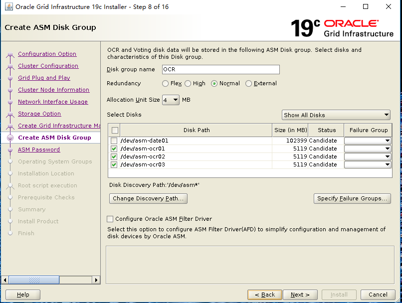 Oracle 19c RAC的安装_19c 单机asm ocr需要几个盘?-CSDN博客