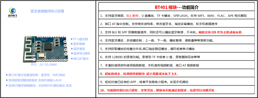 蓝牙语音芯片模块数传音频BLE选型 支持mp3播放外挂spiflash双模_bt301 at指令-CSDN博客