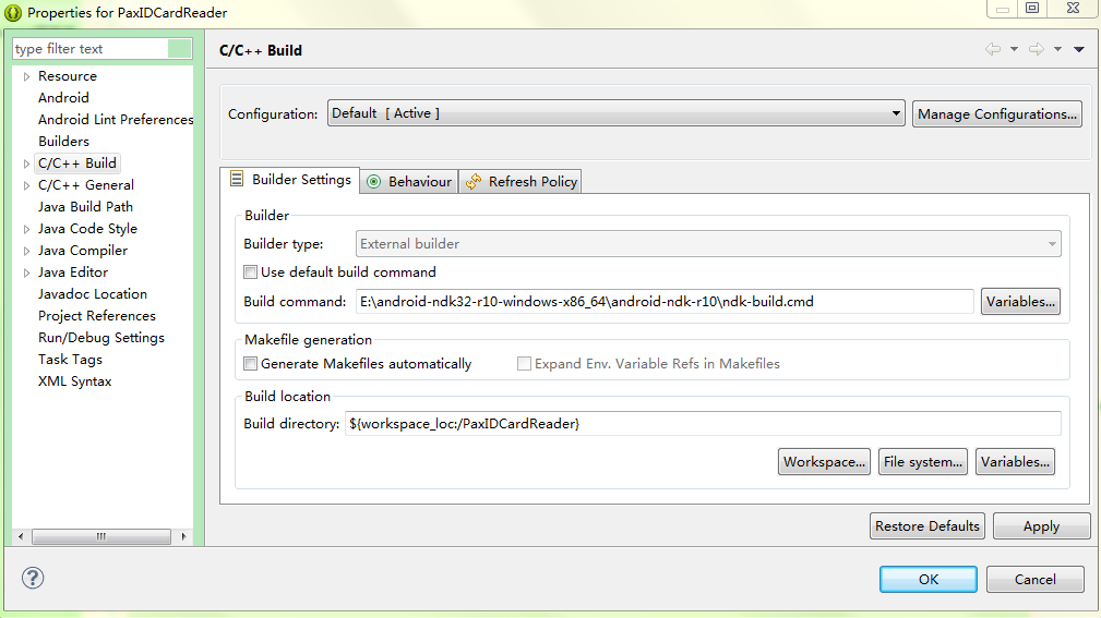 使用Eclipse编译带jni工程时出现make: *** No rule to make target `all'. Stop.解决办法_no rule to make target all ...