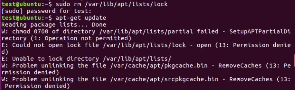 E: Could not open lock file /var/lib/apt/lists/lock - open (13: Permission denied)_apt 13 ...