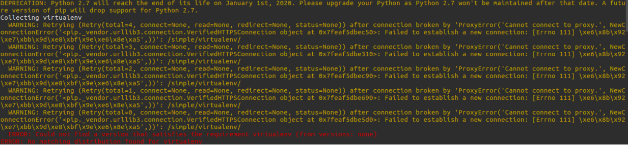 Retrying Retry Total 4 Connect None Read None Redirect None Status None After