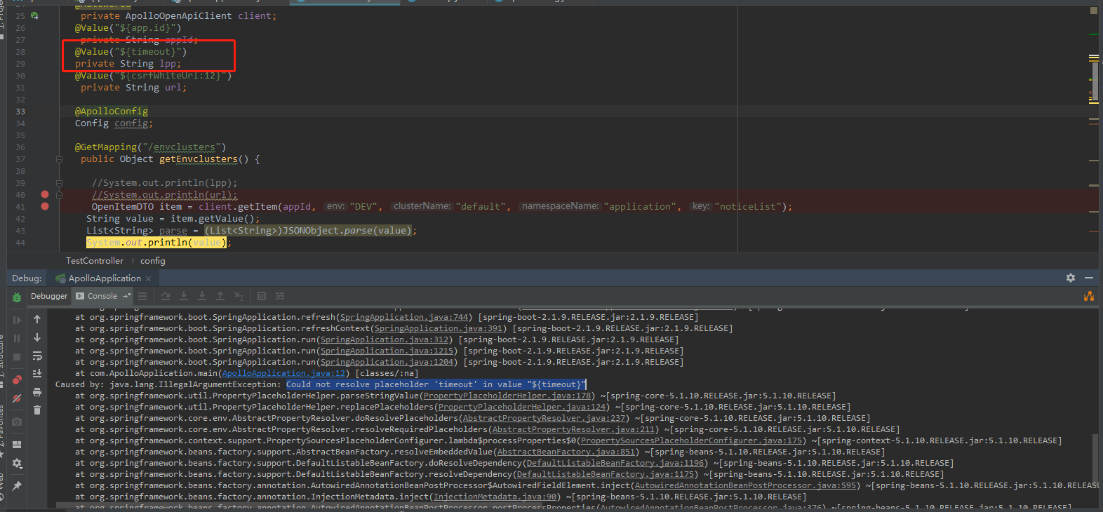 Apollo:Could not resolve placeholder 'XXX' in value "${XXX}"_apollo could not resolve ...