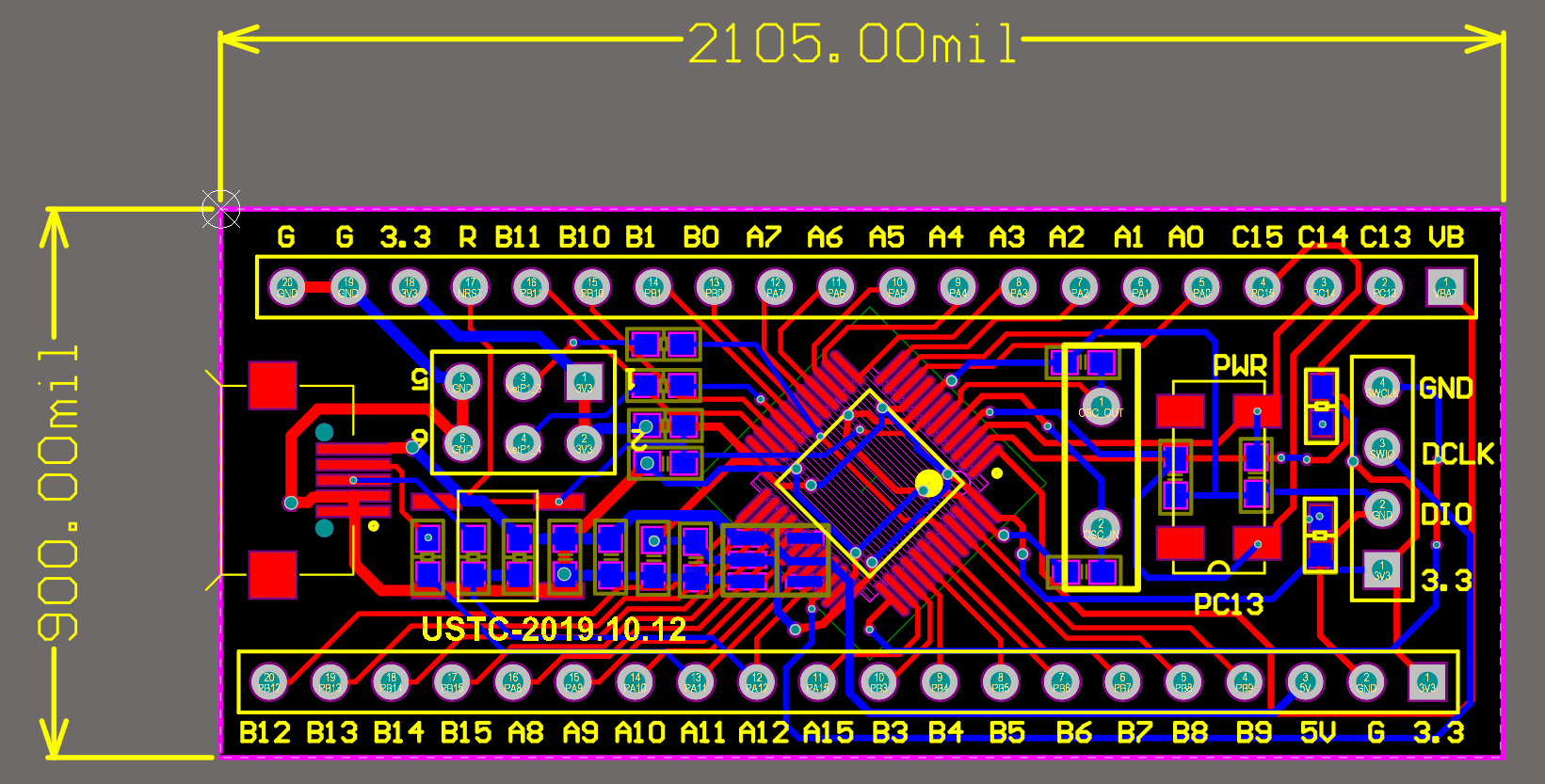 Ad19 免费分享stm32f103c8t6 Stm32开发板小系统板（原理图—pcb） Stm32f103c8t6实物图 Csdn博客