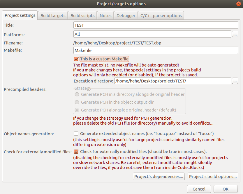 Codeblocks使用自定义Makefile构建，并运行指定脚本_codeblock makefile-CSDN博客