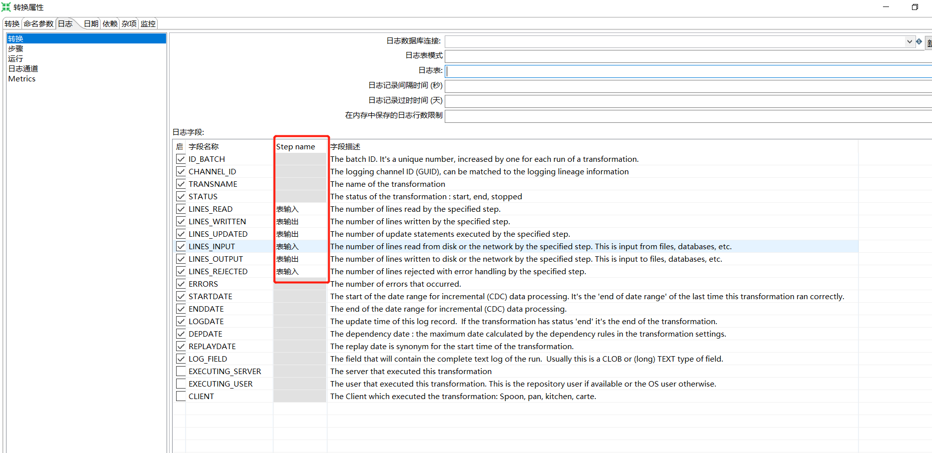kettle日志输出到数据库，LINES_READ,LINES_WRITTEN,LINES_UPDATE等字段为0的设置_kettle 设置转换日志表失效-CSDN博客