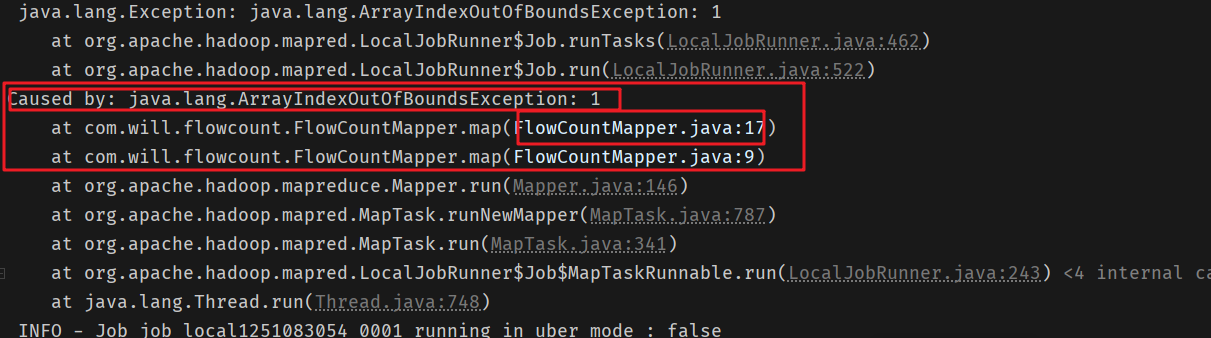 DeBug调试解决在跑MapReduce程序时，出现Caused by: java.lang.ArrayIndexOutOfBoundsException: 1（数组越界异常）问题 ...