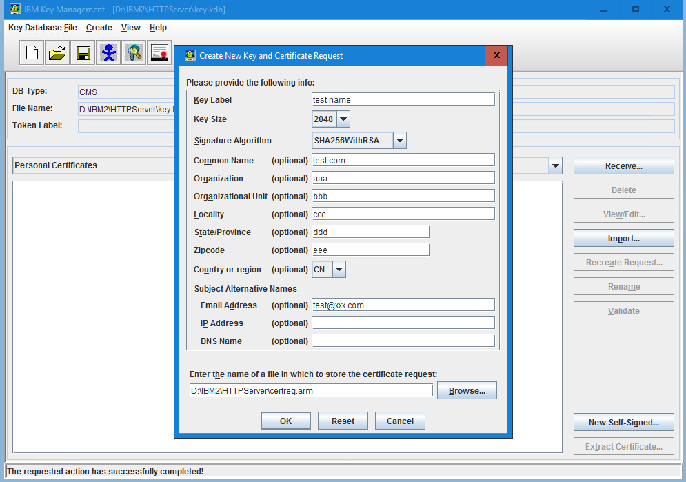 使用IBM的Key Management 申请证书，并更换IBM Http server的旧证书_ibm virtual media key ...