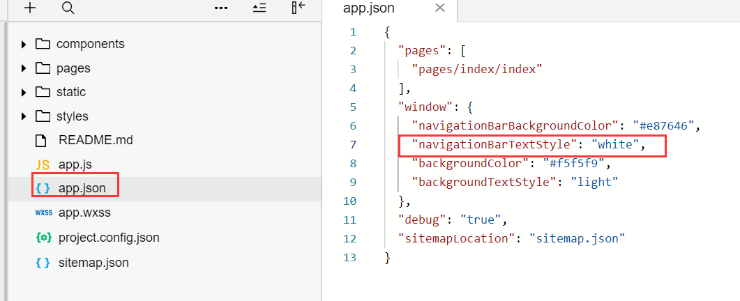 appJSON["window"]["navigationBarTextStyle"] 字段需为 black 或 white_app.json: window ...