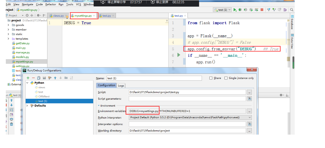 Flask安装 配置项文件 以及项目优化（配置文件settings Manage Model View ） 连接数据库 字段类型 字段属性 数据库的使用 加载settings的方式flask