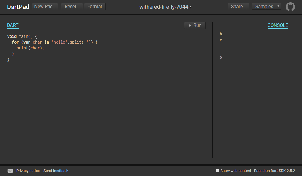 DART Online Editor Dartpad Instrucciones - programador clic