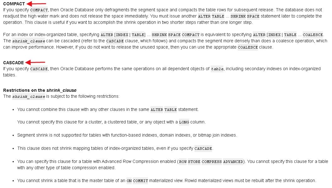 oracle table 碎片化消除 shrink space_alter table modify lob shink space-CSDN博客
