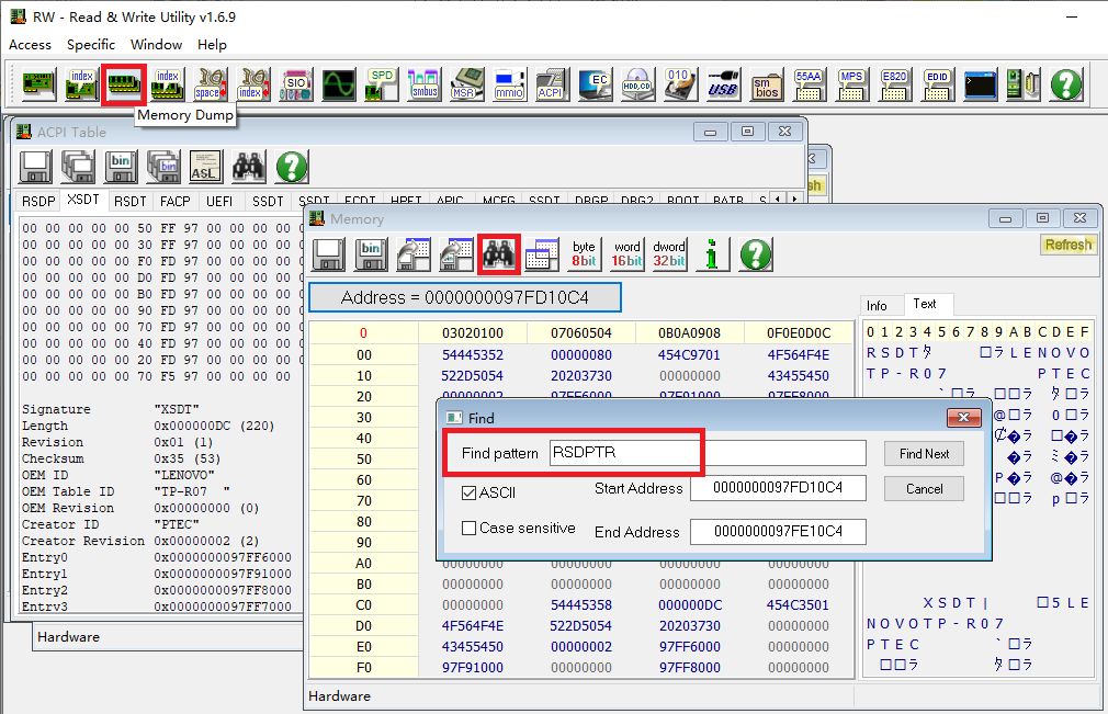 RW 搜索ACPI协议RSD PTR表_rw - read & write utility-CSDN博客