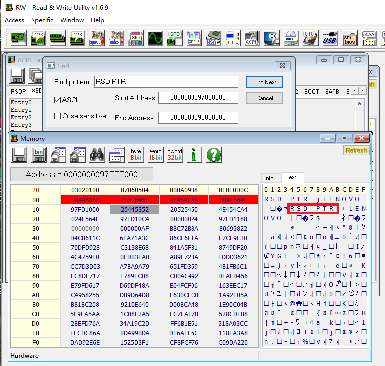 RW 搜索ACPI协议RSD PTR表_rw - read & write utility-CSDN博客