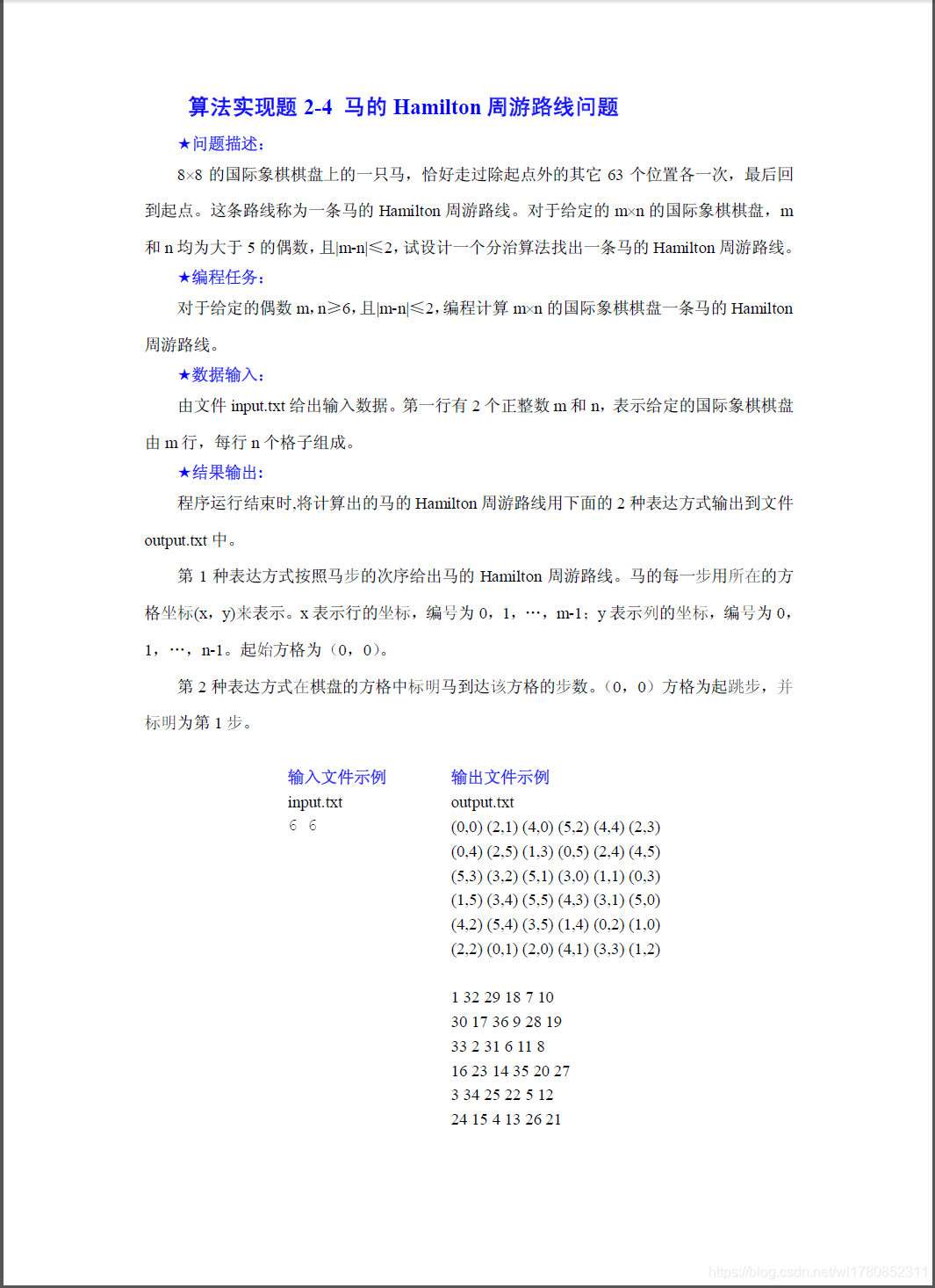 算法:马的hamilton周游路线问题halmilton马周游 Csdn博客 4758