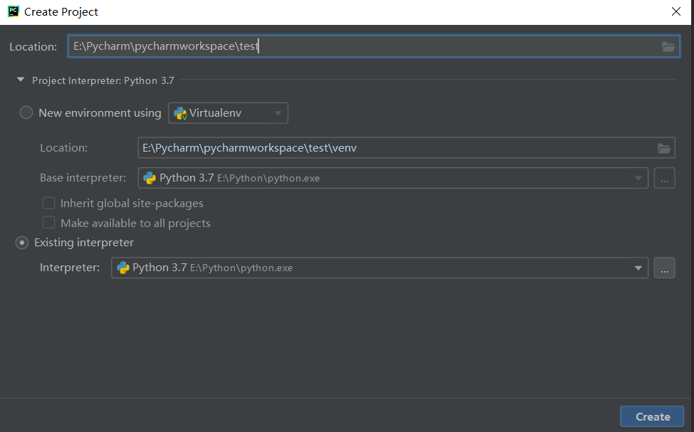 Pycharm中新建项目的环境选择_pycharm自定义环境选择新的还是现有的-CSDN博客