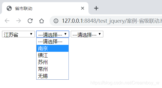 Jquery实现省市区三级联动使用jquery实现省市区三级联动三个下拉框第一个显示省的信息第二个根据第一个 Csdn博客