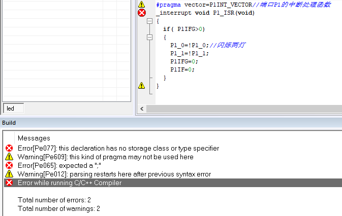 Error: this declaration has no storage class or type specifier_warning[pe609]: this kind of ...