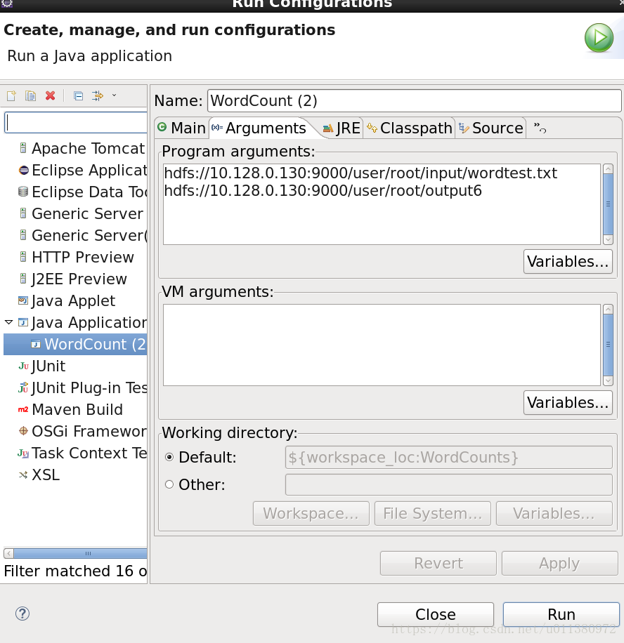 eclipse运行出现org.apache.hadoop.mapreduce.lib.input.InvalidInputException: Input path does not ...