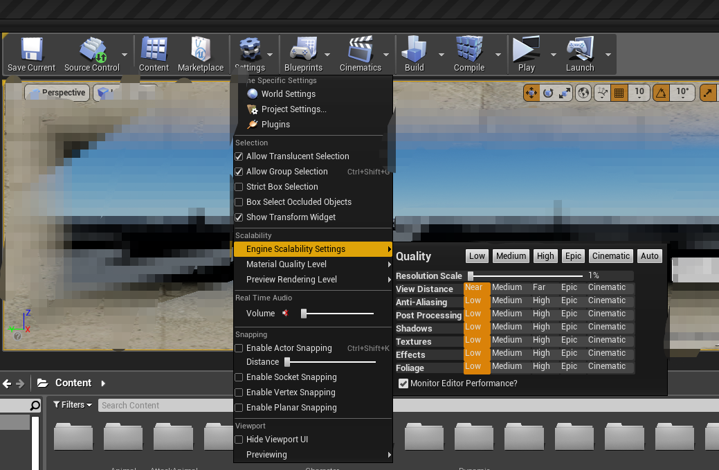 UE4 中降低游戏渲染Engine Scalability Settings 避免大地图打不开_out of video memory trying to allocate a ...