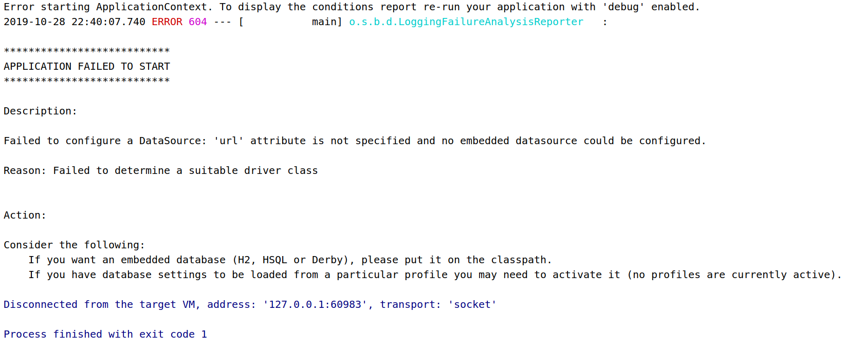 Spring Boot 启动错误:Error starting ApplicationContext. To display the conditions report re-run your ...