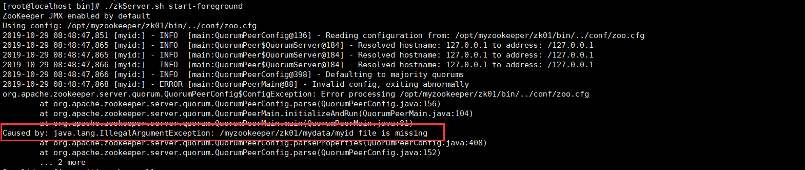 解决Zookeeper集群启动报错Caused by: java.lang.IllegalArgumentException: ...myid file is missing，有myid却还报 ...