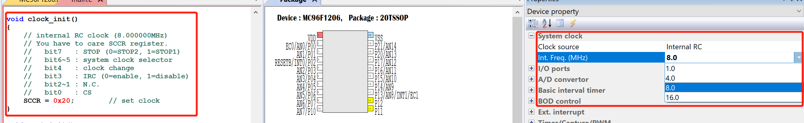 About the system clock configuration of ABOV MC96F1206 - Programmer Sought