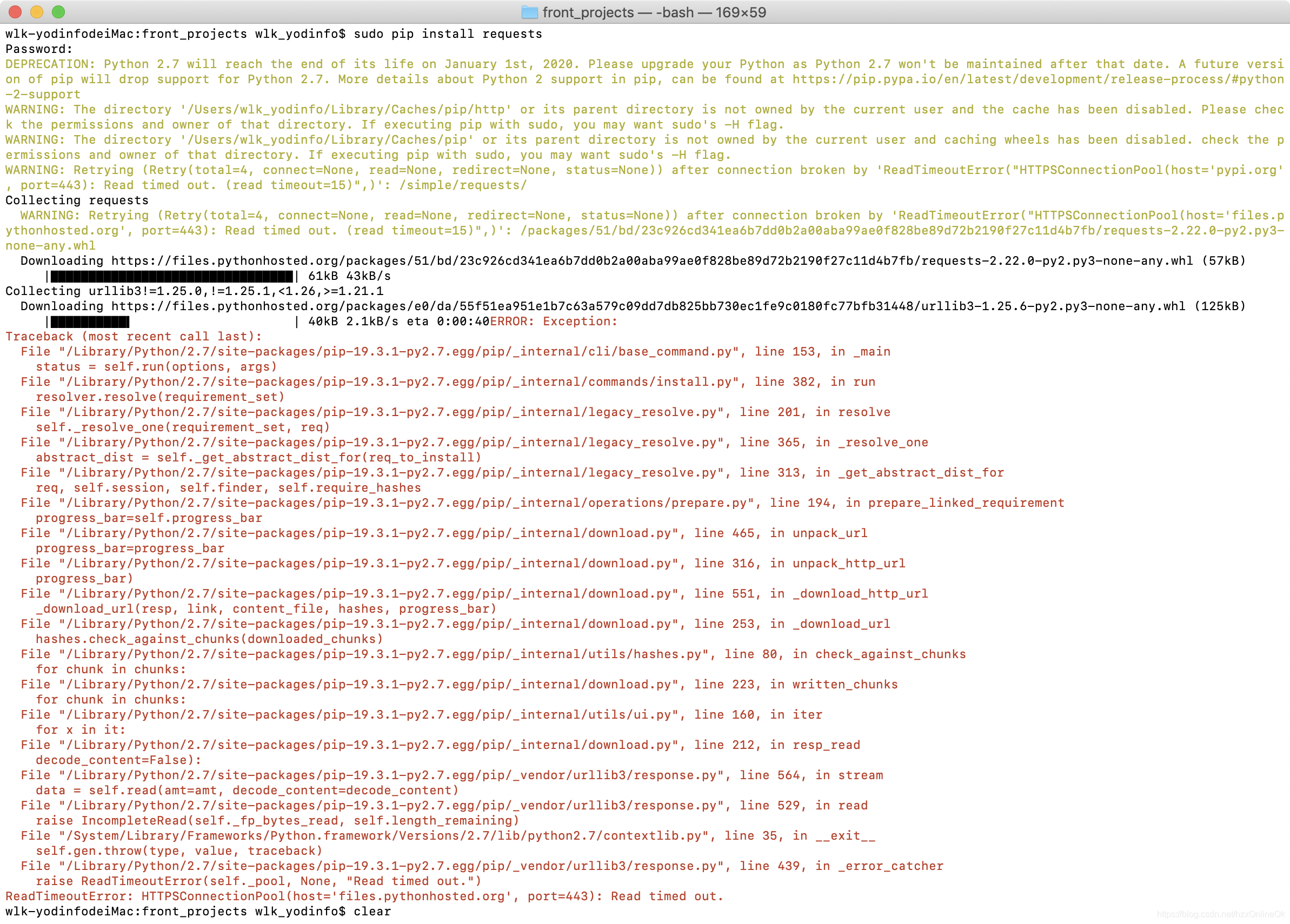 Python:pip下载requests包时报错 Traceback Most Recent Call Lastpython下载