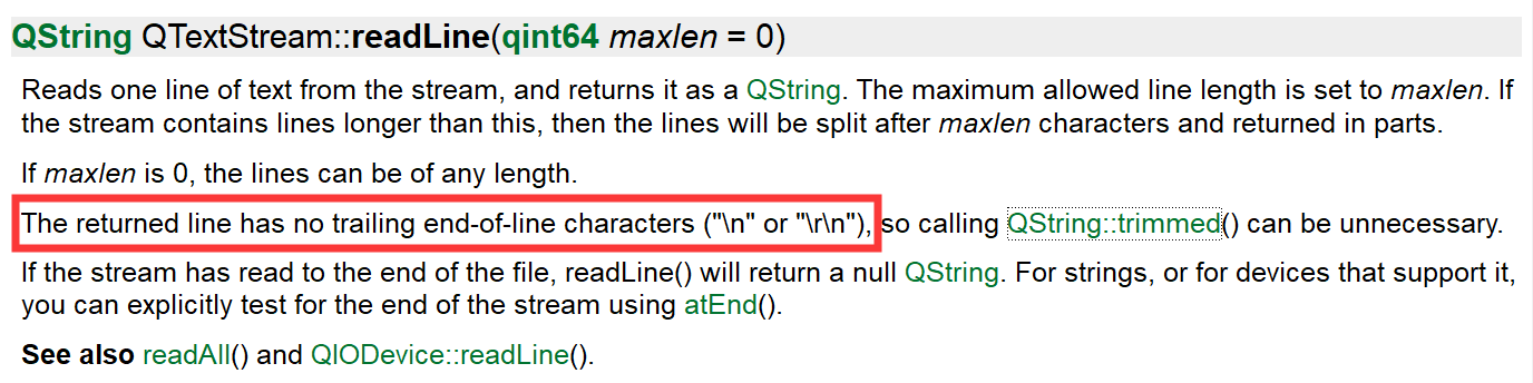 Qt 从文本文件中读入一行内容但不包含换行符_qt readline函数-CSDN博客