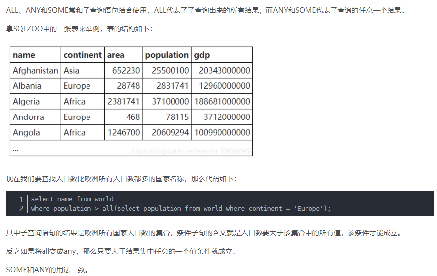 Sql语句子查询：in，left Join，right Join，all，any，some Sql 左连接 Any Csdn博客